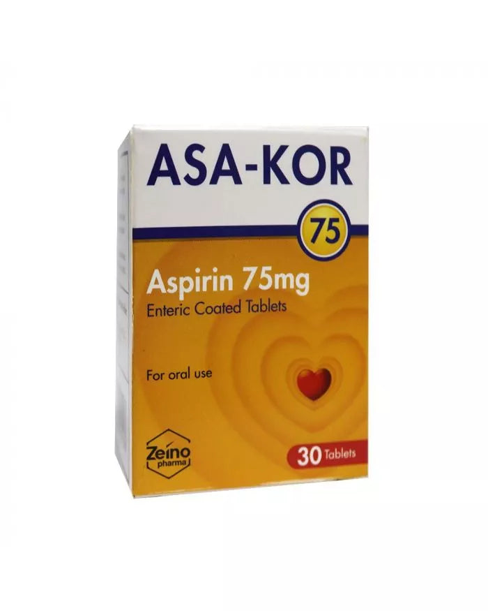 Asa-Kor 75 Enteric Coated Tablets 30s – zozopharmacy